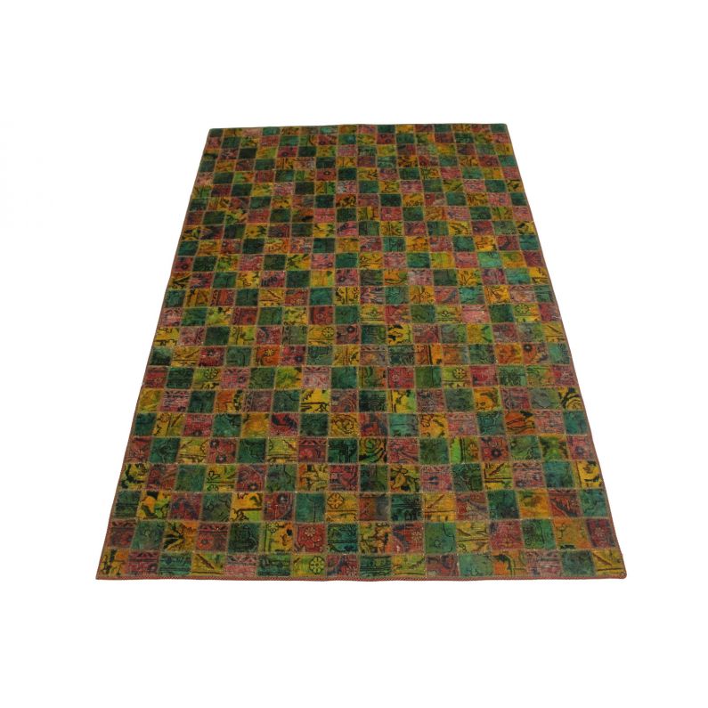 Patchwork Rug Green Red Yellow in 250x160cm (1001-10000) - carpetido.de
