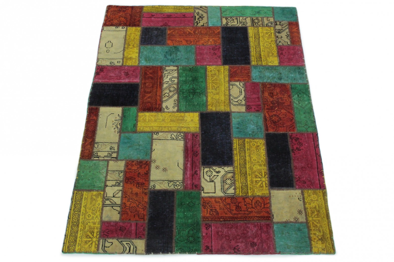 Patchwork Teppich Gelb Grün Türkis Orange Beige in 200x150 (1001-167078 ...