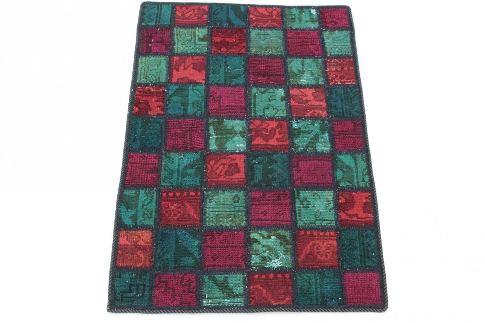 Patchwork Teppich Grün Rot in 90x60 (1001-167099) - carpetido.de