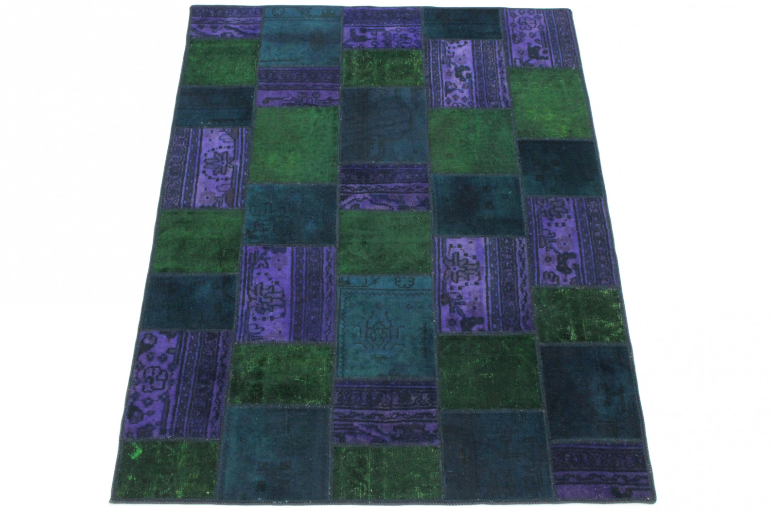 Patchwork Rug Green Purple Blue in 210x150 (1001-167141) - carpetido.de