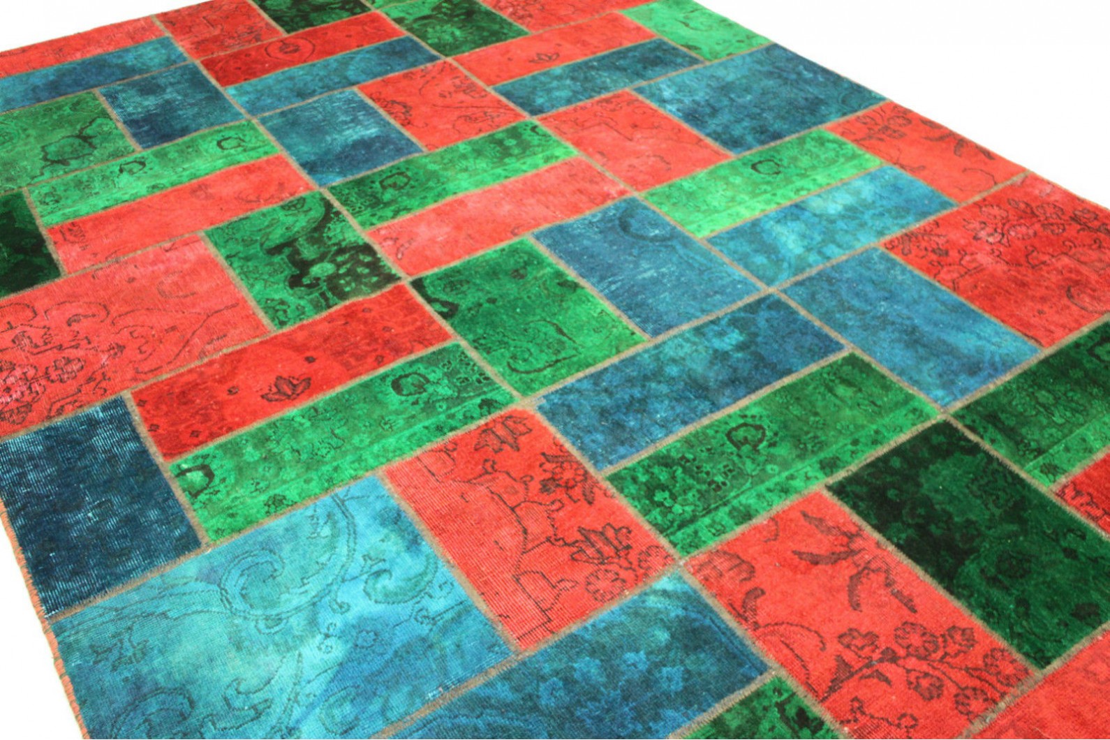 Patchwork Teppich Rot Blau in 310x200cm (1001-1941) - carpetido.de