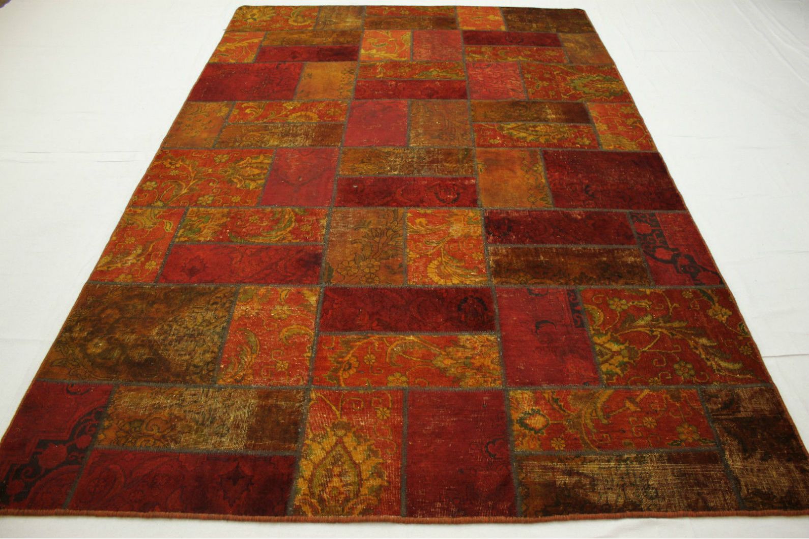 Patchwork Teppich Orange Rot in 310x200cm (1001-1960) - carpetido.de