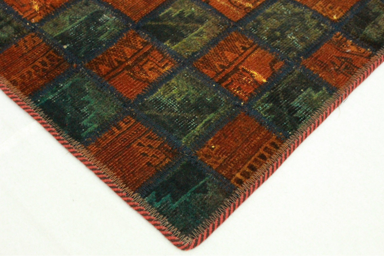 Patchwork Rug Orange Green in 90x60cm (1001-2348) - carpetido.de