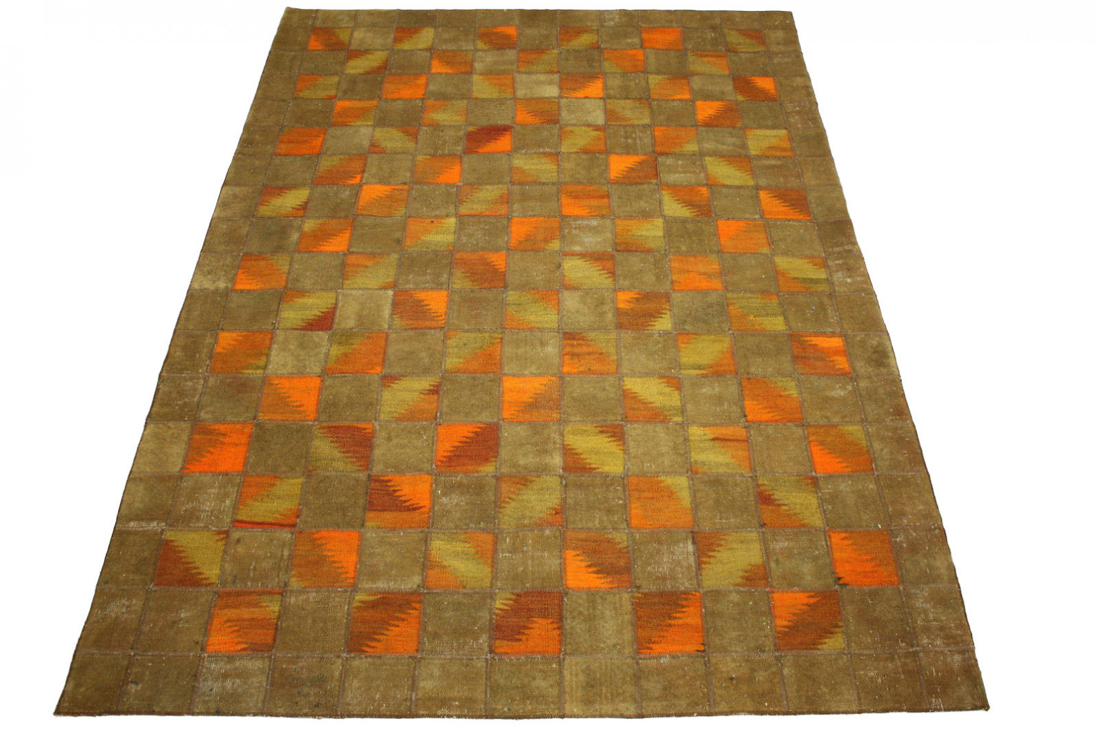 Patchwork Teppich Orange Braun in 300x200cm (1001-2359) - carpetido.de