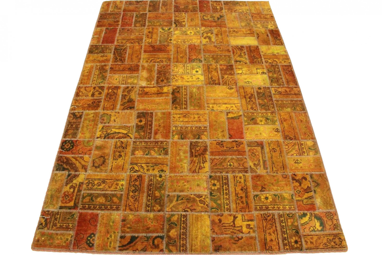 Patchwork Teppich Orange Curry in 210x140cm (1001-2549) - carpetido.de