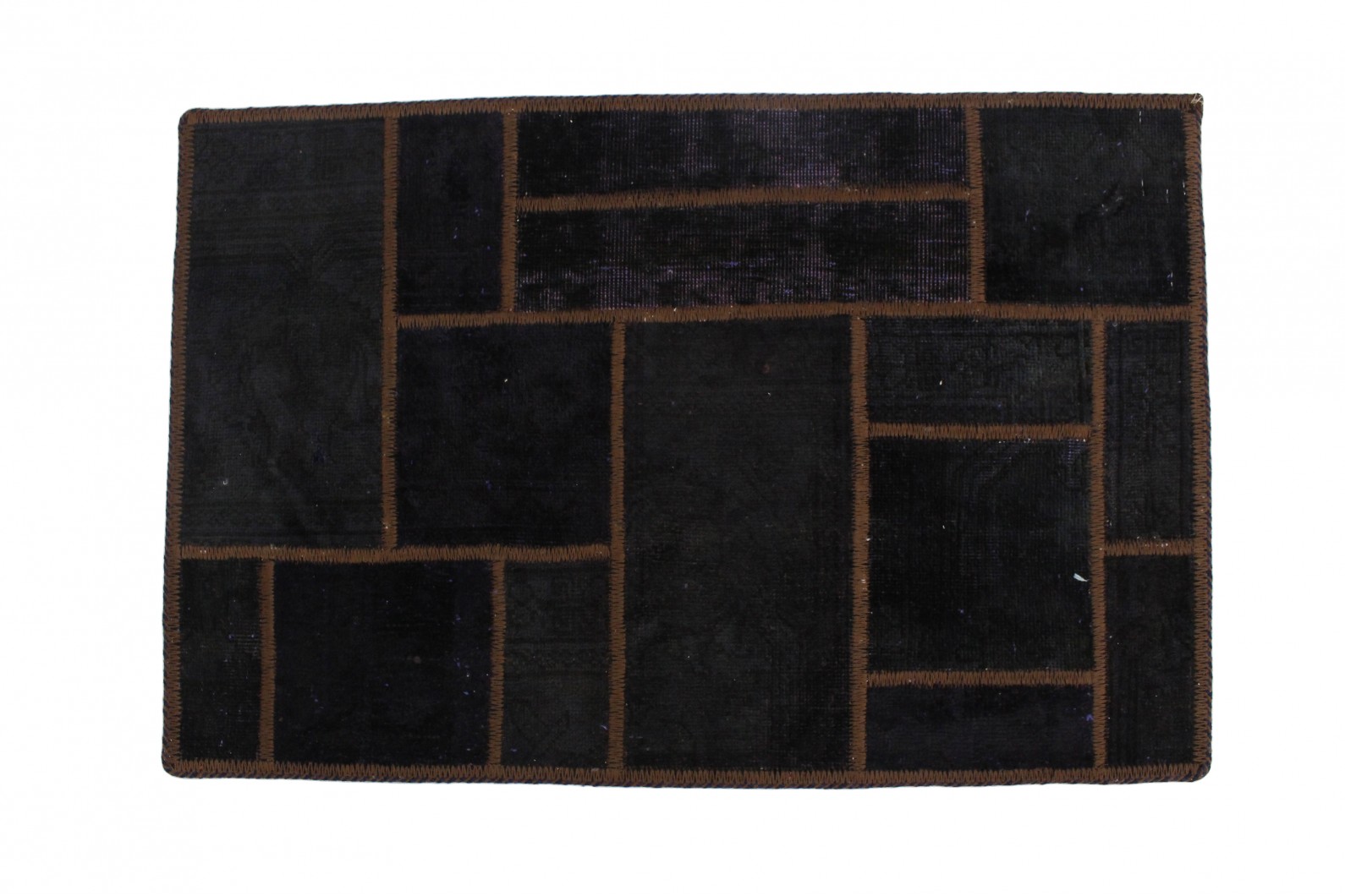 Patchwork Rug Mud Brown in 90x60 (1001-3665) - carpetido.de
