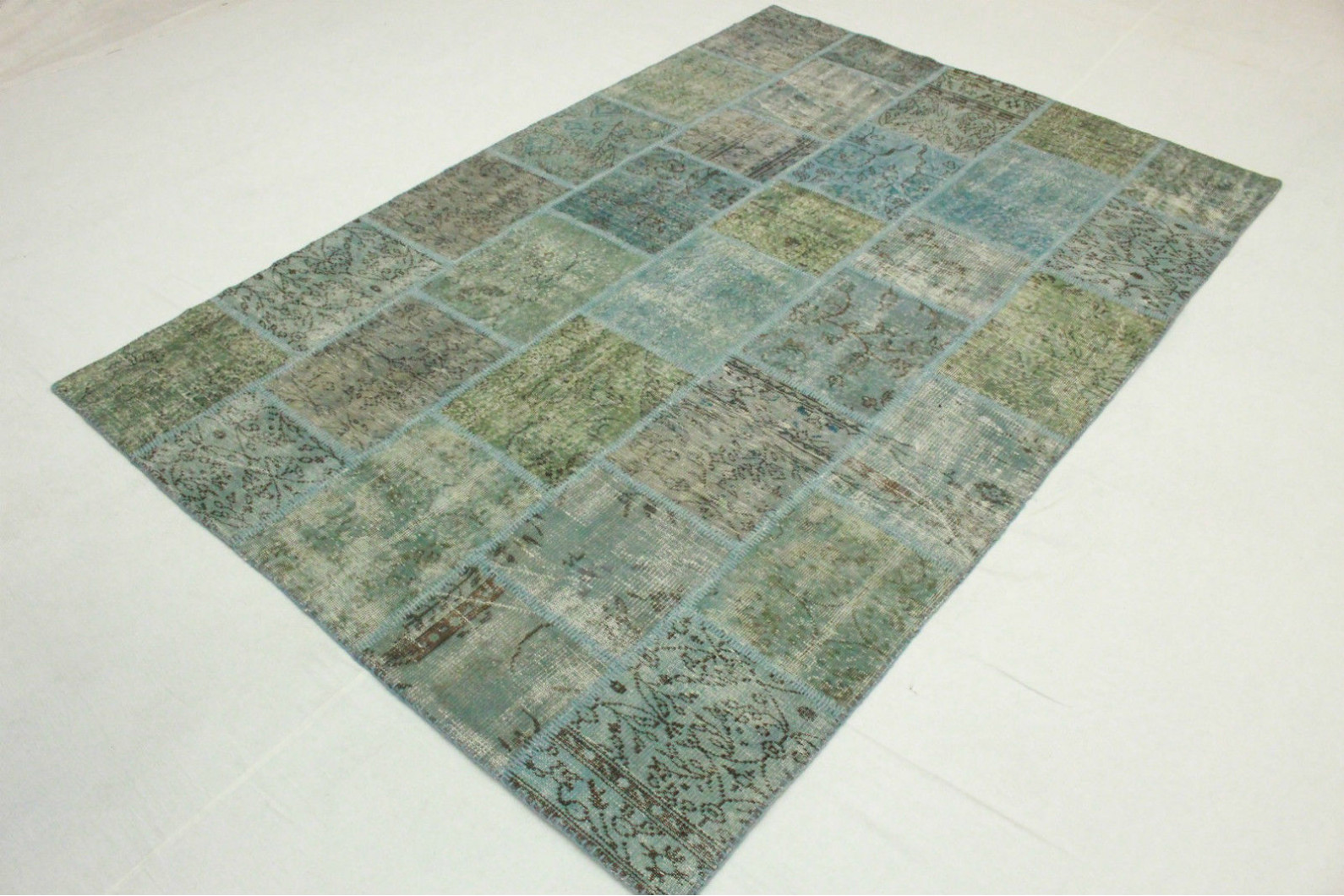 Patchwork Teppich Grün Türkis in 300x200cm (1011-7279) - carpetido.de