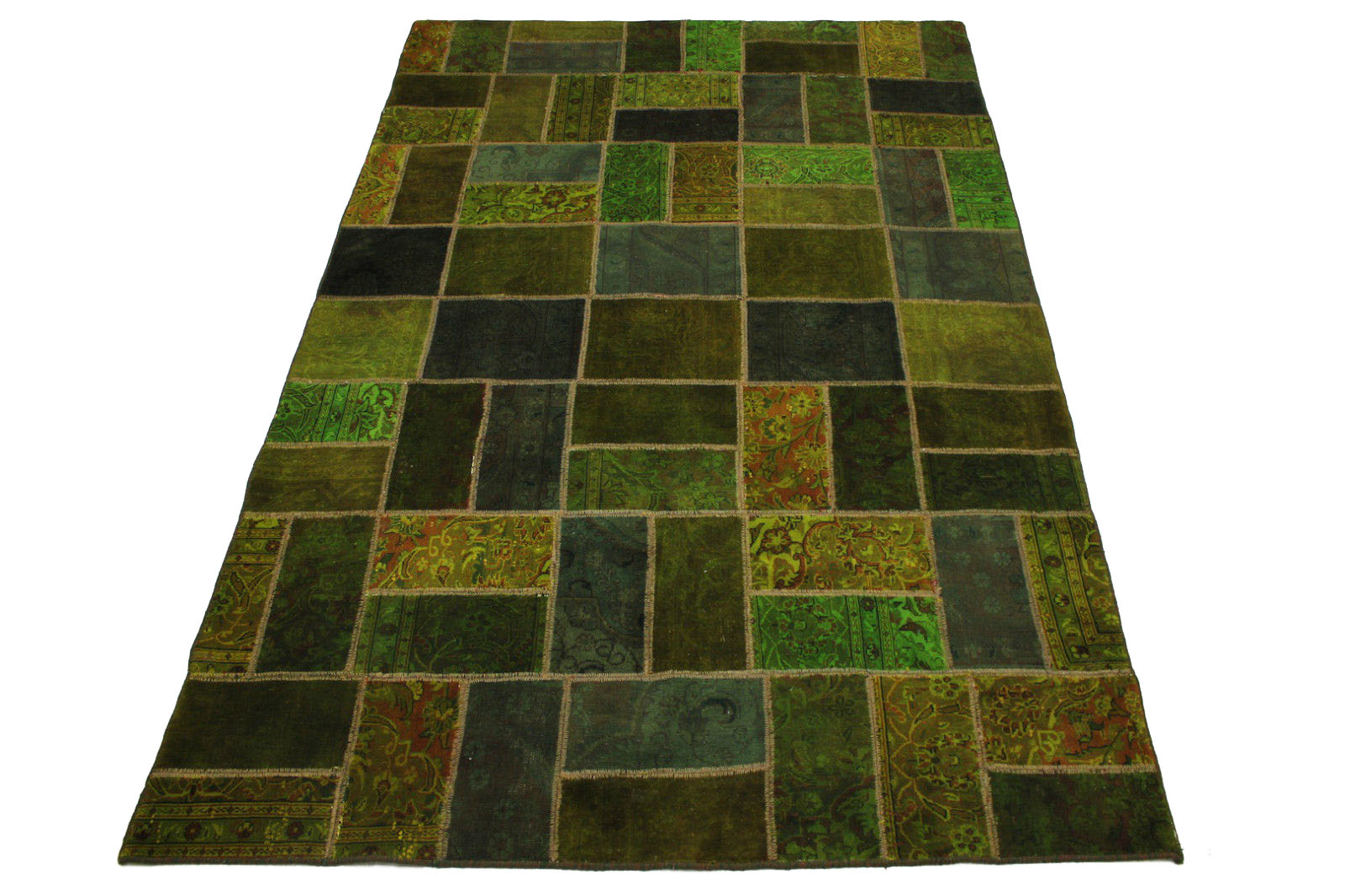 Patchwork Teppich Grün in 300x200cm (1001-1526) - carpetido.de
