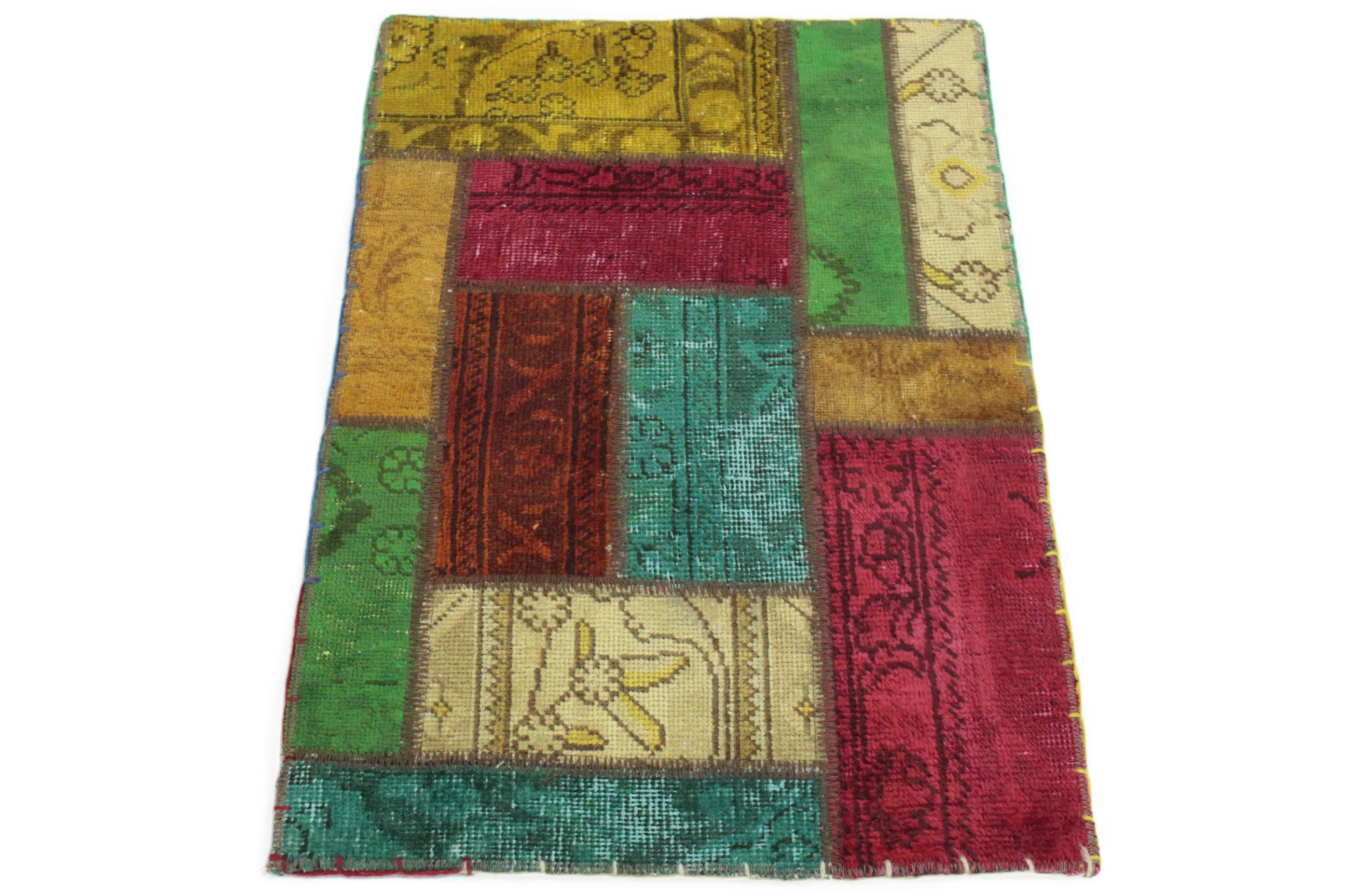 Patchwork Teppich Rot Gold Beige Türkis Grün in 90x60 (1001-167098 ...