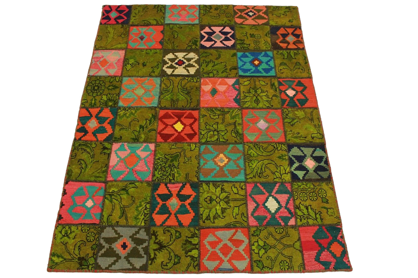 Patchwork Teppich Grün in 200x150cm (1001-2169) - carpetido.de